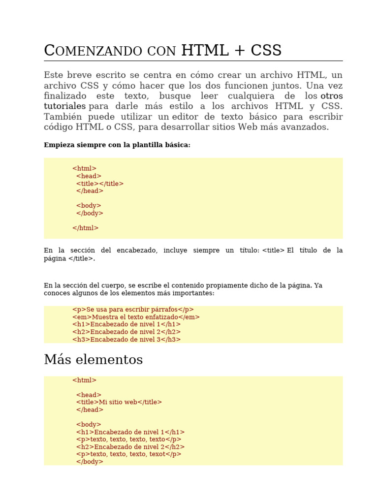 Comenzando Con HTML | PDF | HTML | Hipervínculo