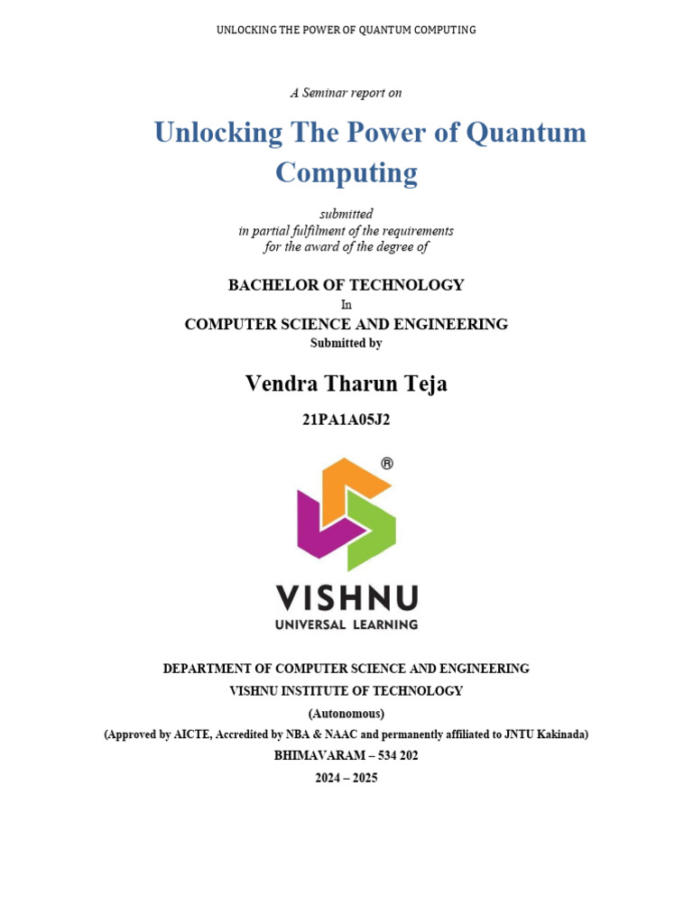 Quantum Computing Report | PDF | Quantum Computing | Quantum Entanglement