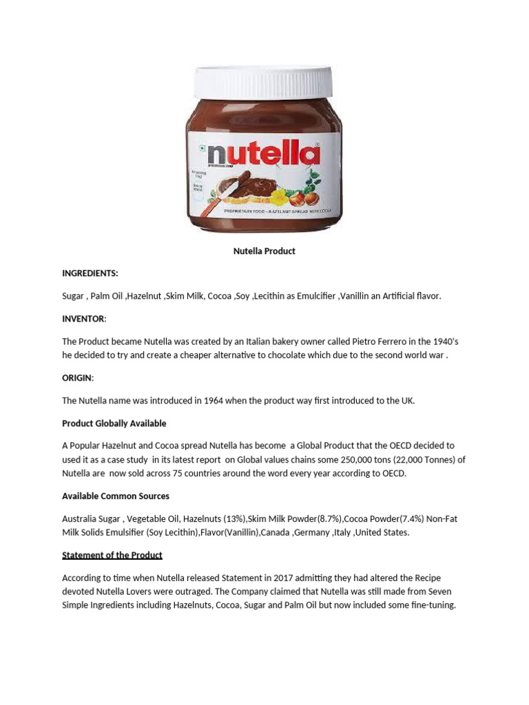 Nutella Product | PDF