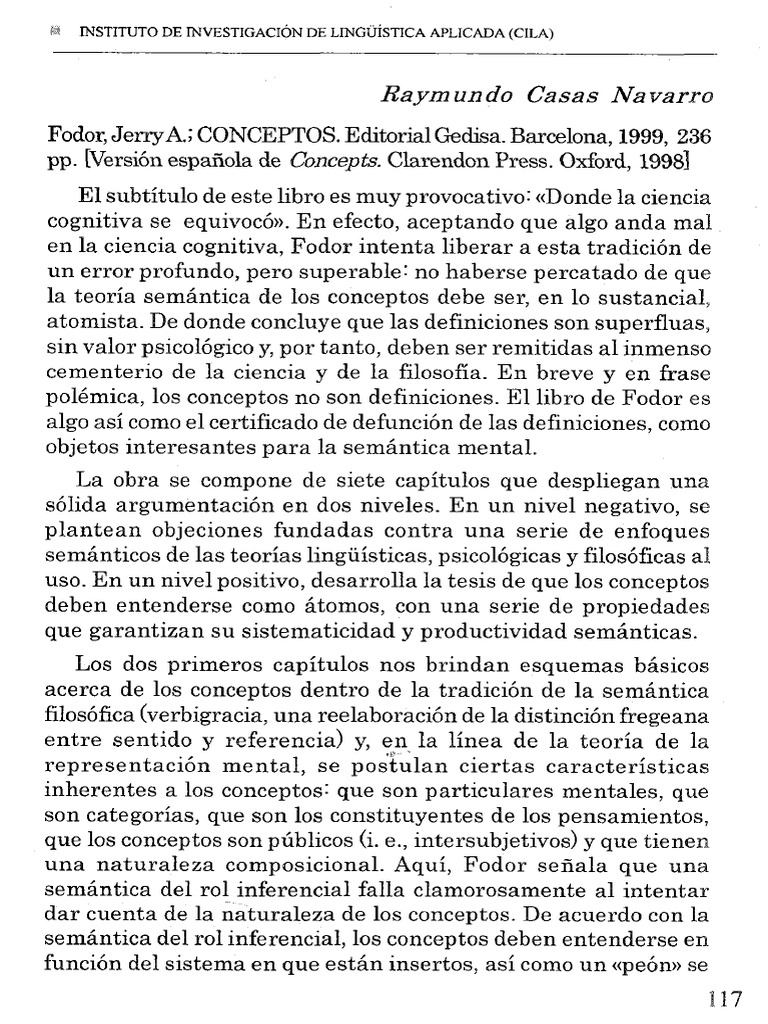 Fodor Jerry Conceptos | PDF