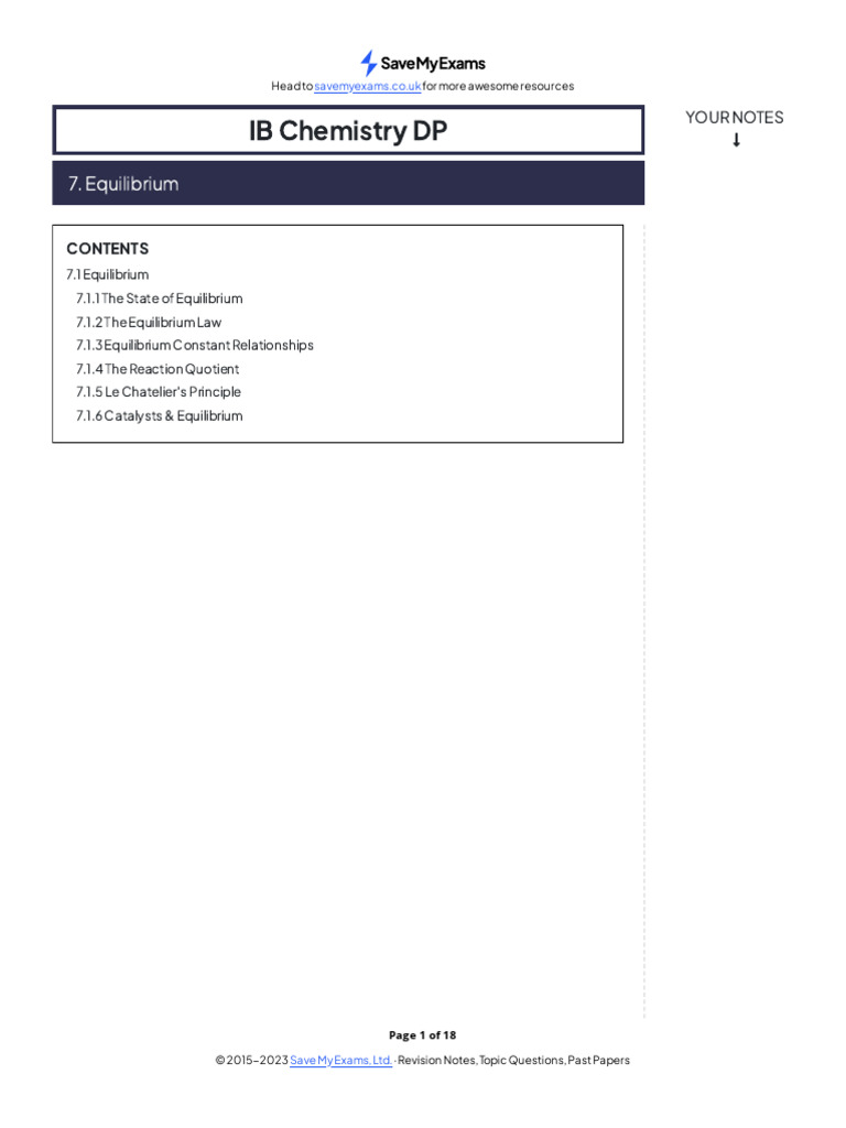 IB Chemistry: Equilibrium Concepts | PDF | Chemical Equilibrium ...
