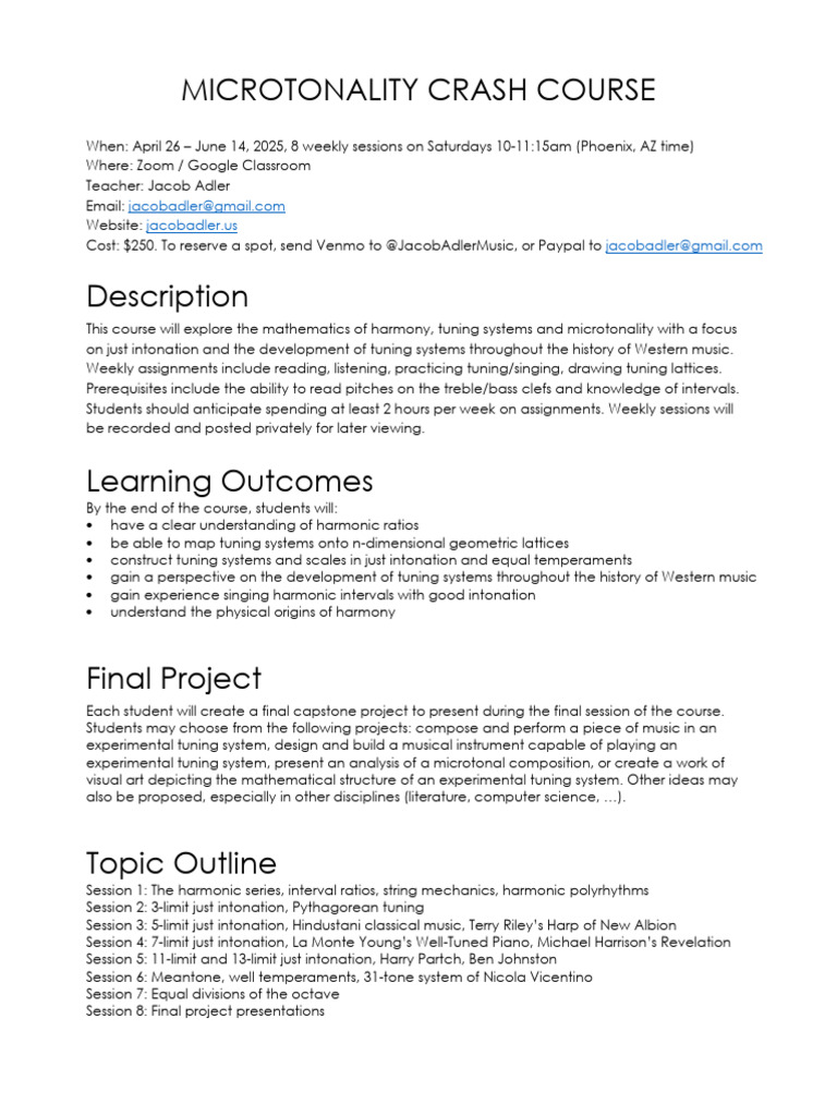 Microtonality Crash Course 2025 | PDF | Harmony | Interval (Music)