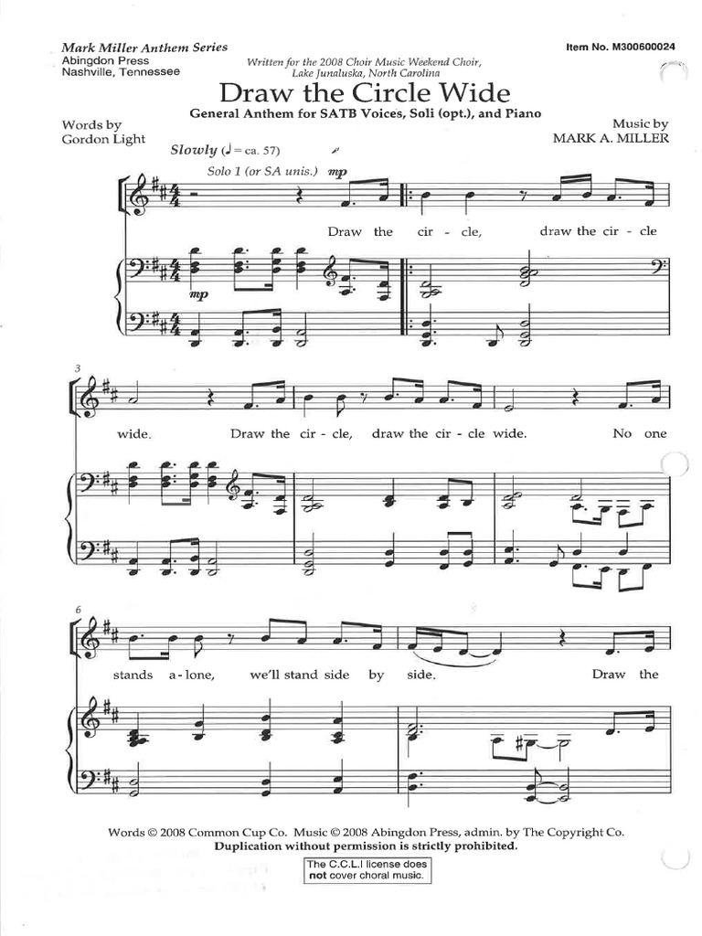Draw The Circle Wide Satb Piano2 | PDF | Choral Music | Vocal Music