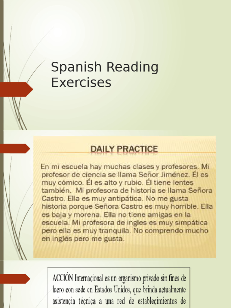Spanish Reading Exercises | PDF