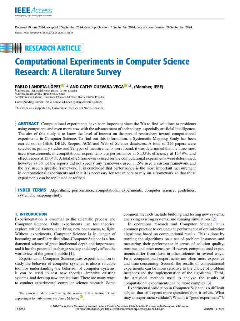 Computational Experiments in Computer Science Research A Literature Survey | PDF | Science ...