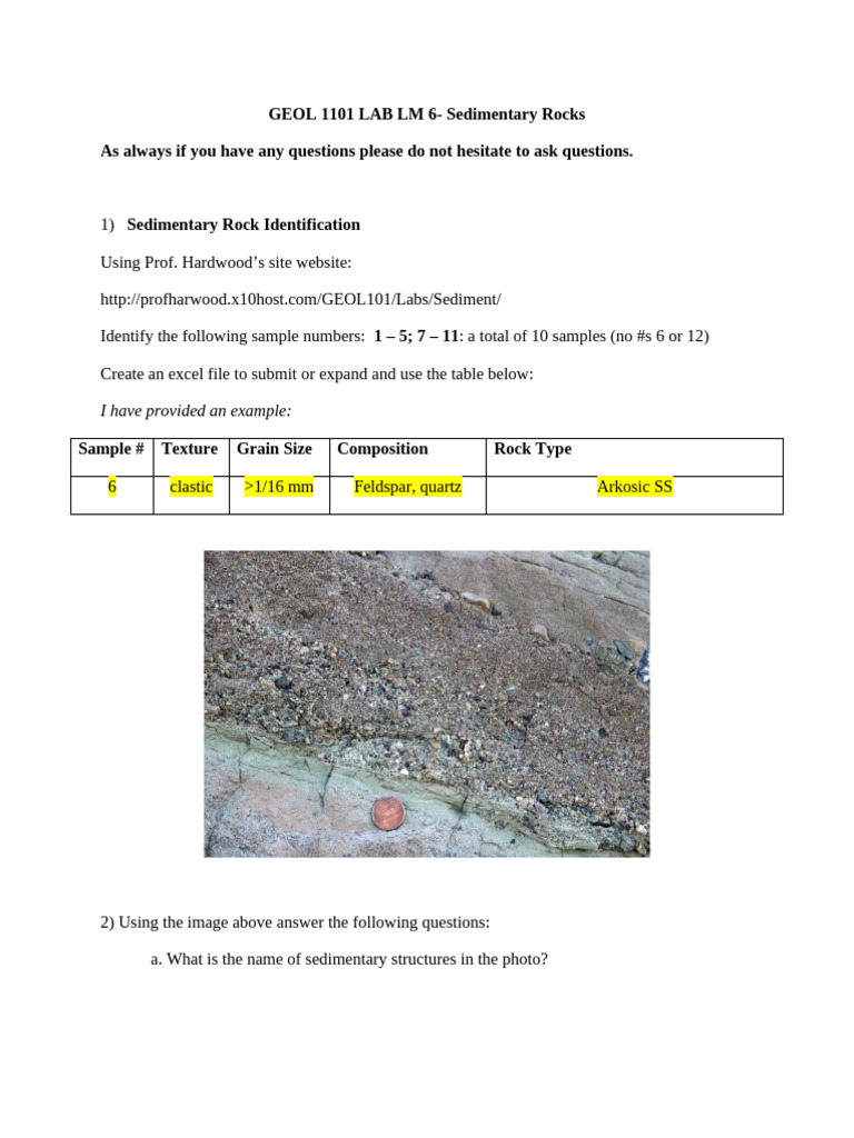 GEOL 1101 LM 6 Sedimentary Rocks FLL 2023 | PDF