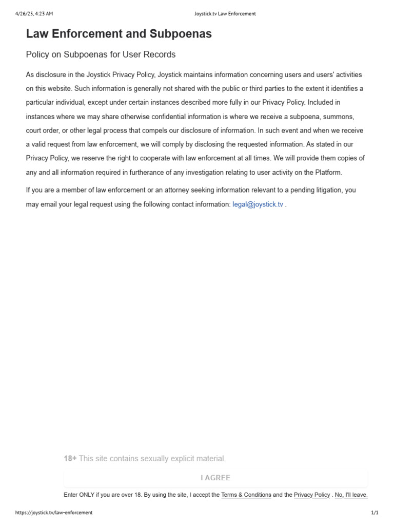 Joystick - TV Law Enforcement | PDF