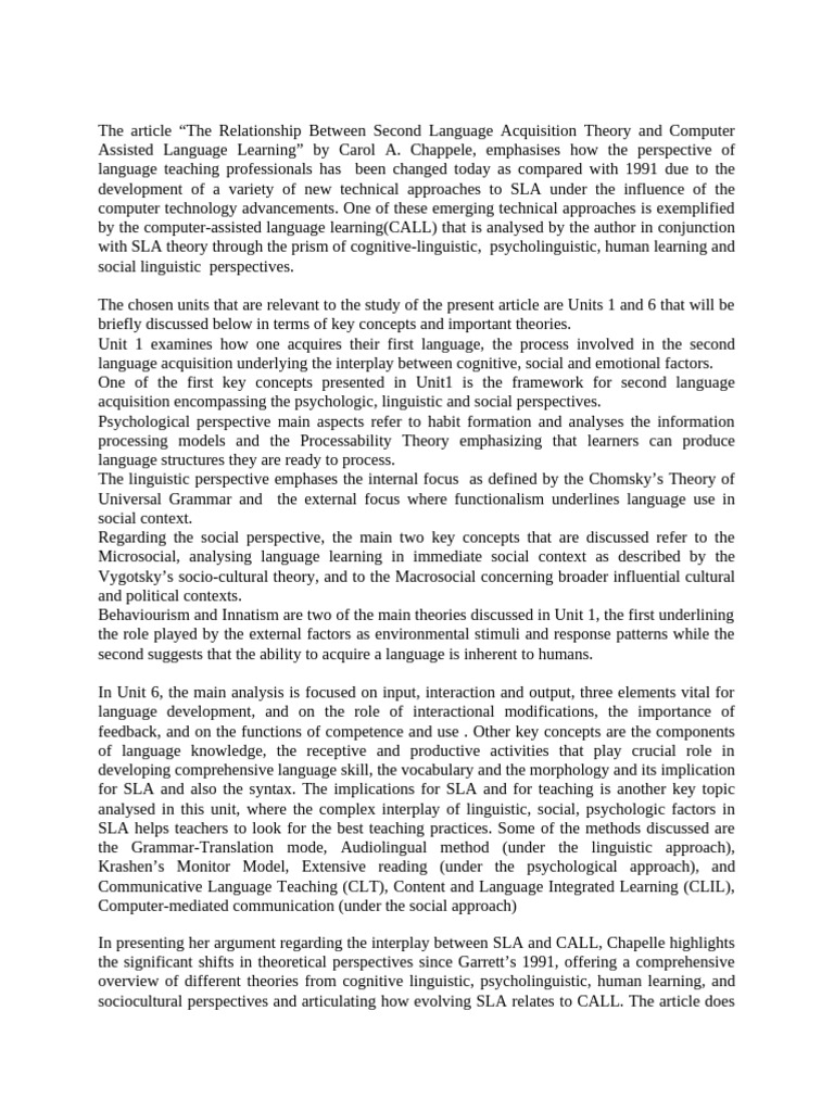 Assignment 2 - SLA - Andrei IOVU | PDF | Second Language Acquisition ...