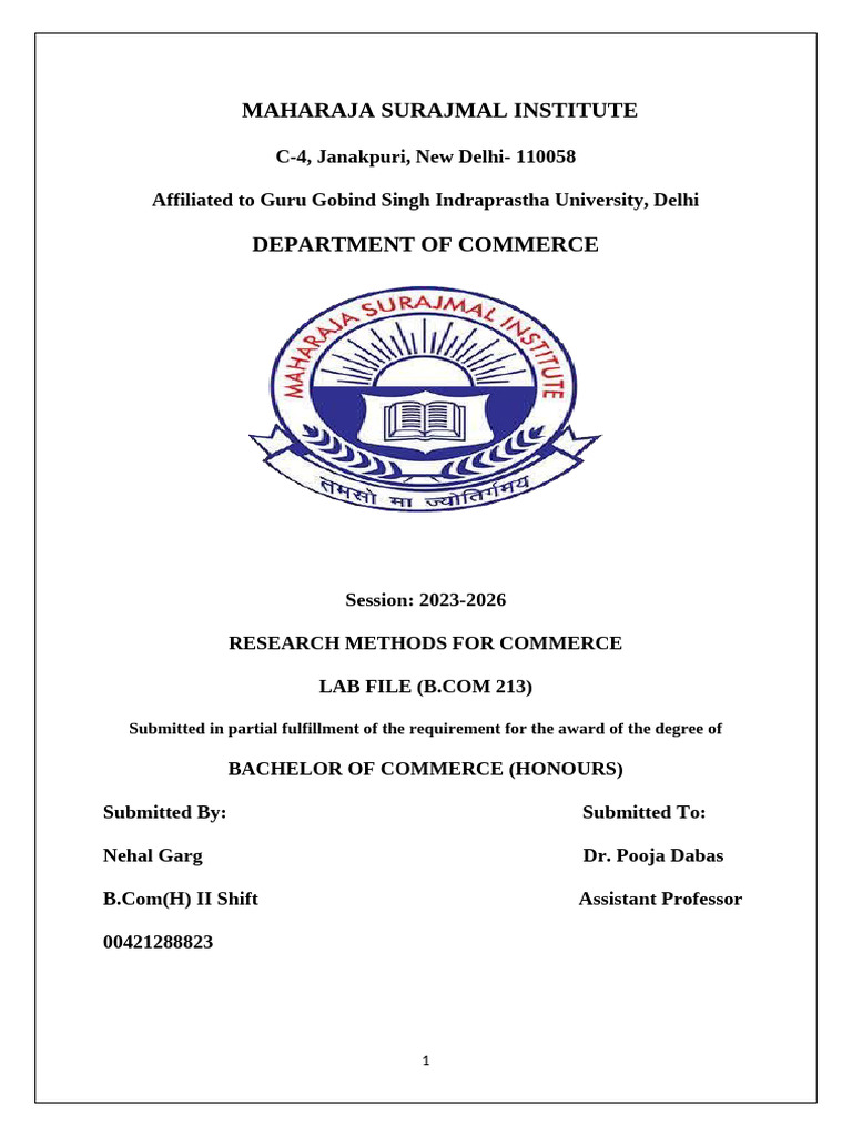 Research Methodology in commerce lab file - Nehal Garg | PDF | Comma Separated Values | Matrix ...
