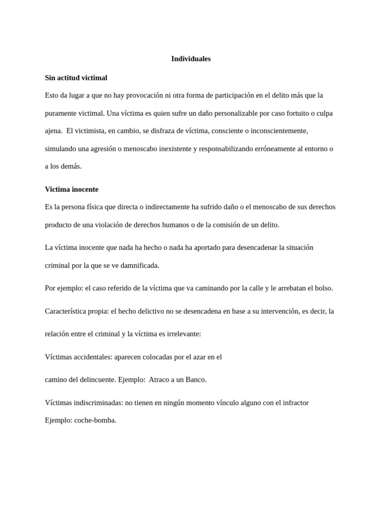 Individual Es | PDF | Victimologia | Derecho penal