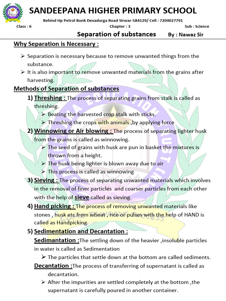 Methods of Substance Separation | PDF | Distillation | Filtration