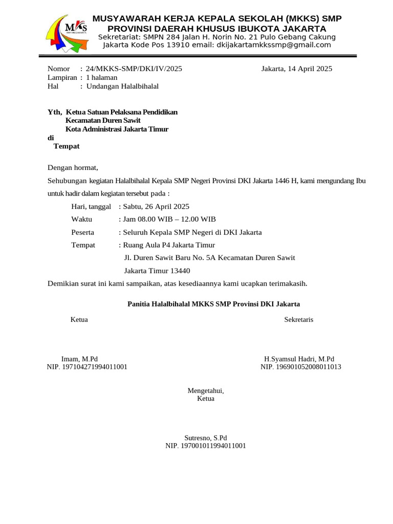 Undangan HBH Kasatlak Duren Sawit | PDF