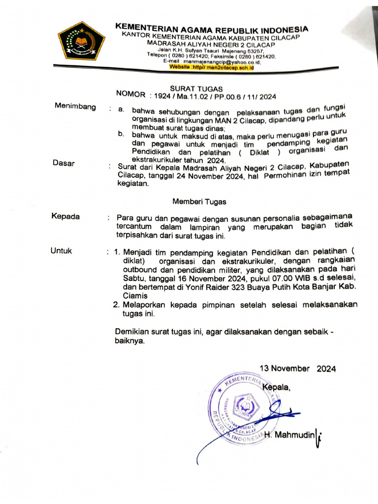 Surat Tugas LDK | PDF