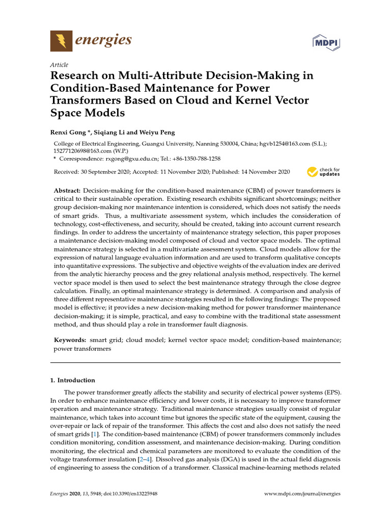 2020.research On Multi-Attribute Decision-Making in Condition-Based Maintenance For Power ...