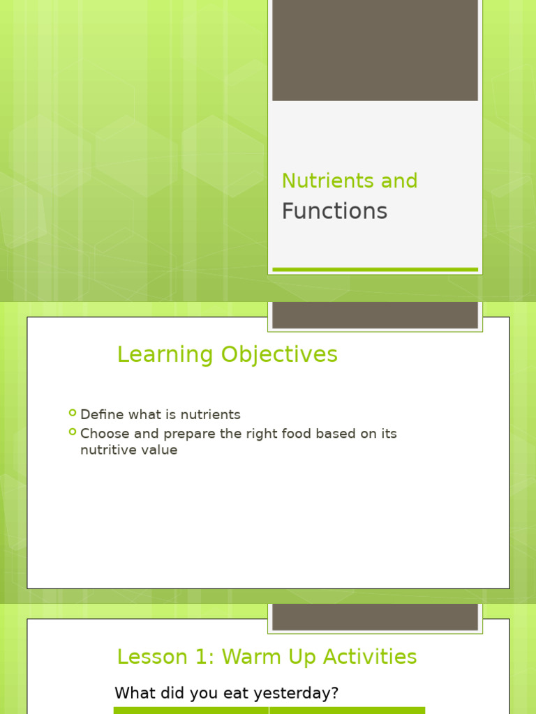 Understanding Nutrients and Their Functions | PDF | Food Energy | Vitamin A