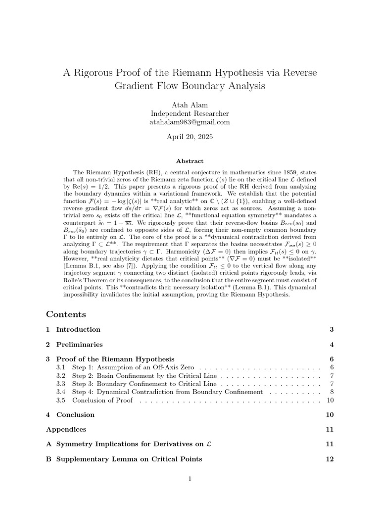 A Rigorous Proof of The Riemann Hypothes | PDF | Mathematical Physics ...