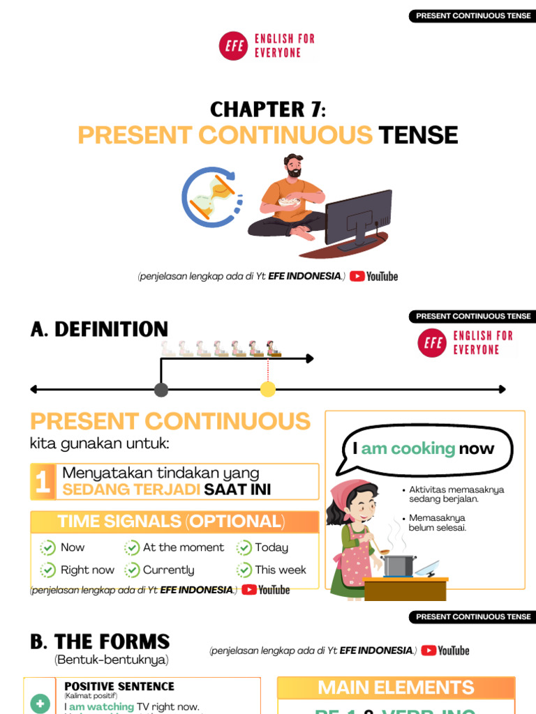 Chapter 7 - Present Continuous Tense - Materi Adult Level 1 | PDF