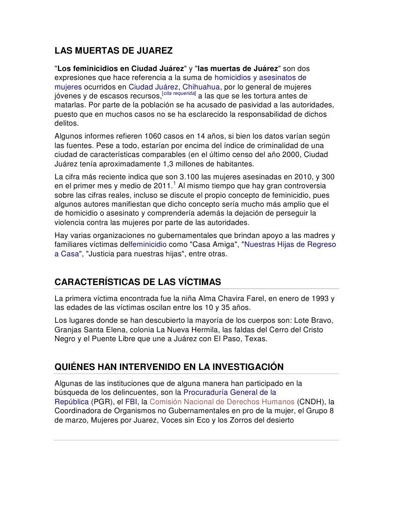 Las Muertas de Juarez | PDF | Violencia | Derechos humanos