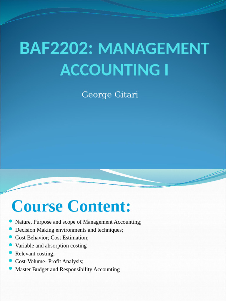 Management Accounting I | PDF | Cost | Expense
