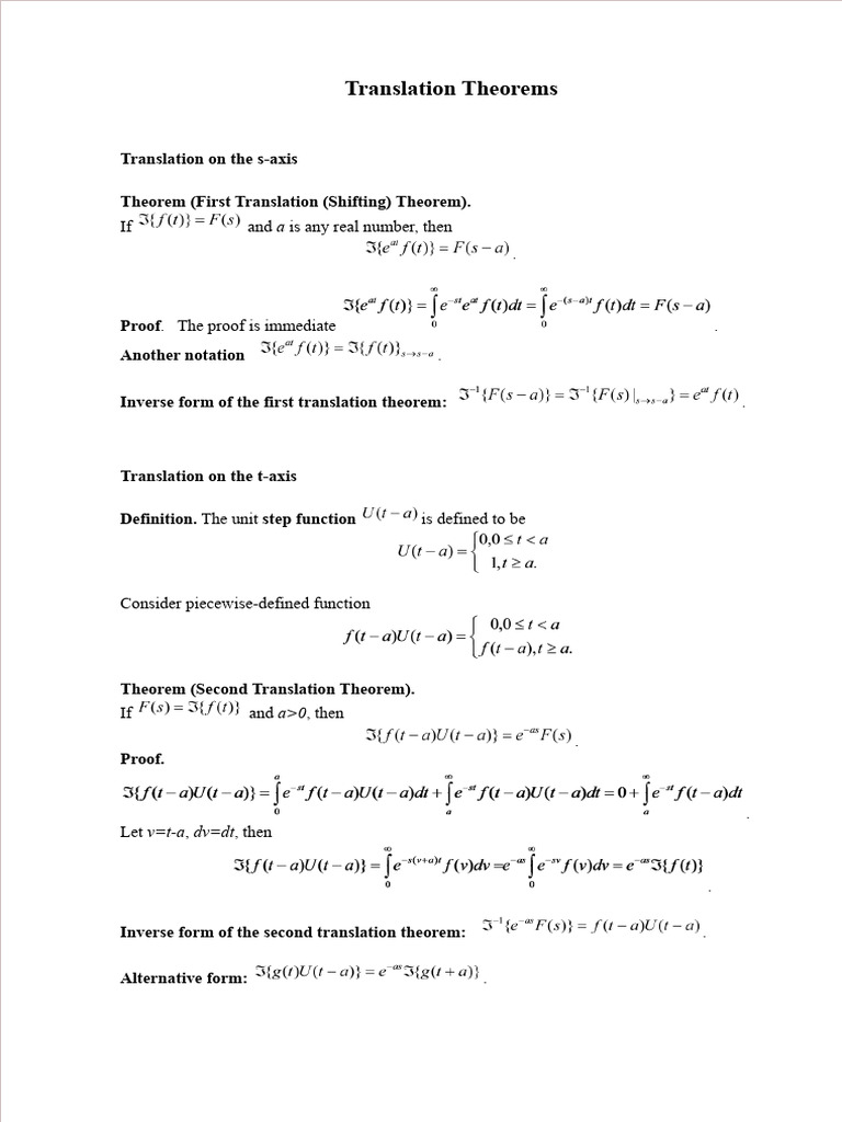 4 Translation Theorems | PDF | Convolution | Function (Mathematics)