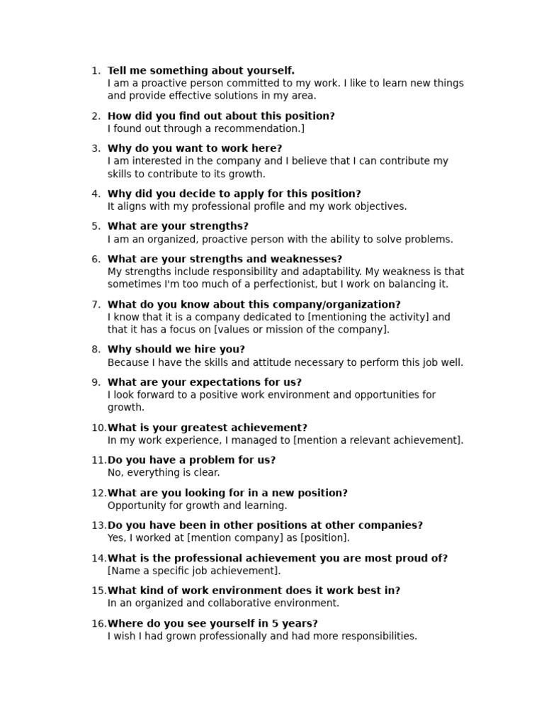 Job Interview Preparation Guide | PDF | Cognition | Social Psychology