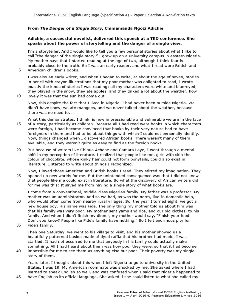 EXTRACT - DANGER OF A SINGLE STORY | PDF