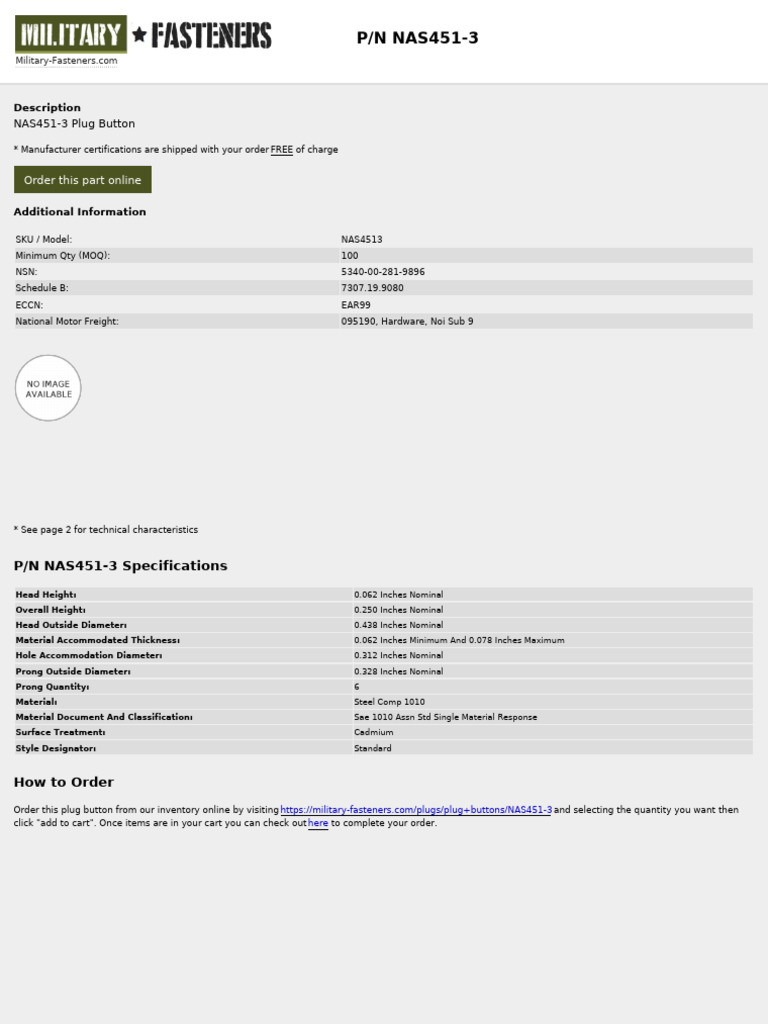 NAS451 3 Military Fasteners Com | PDF