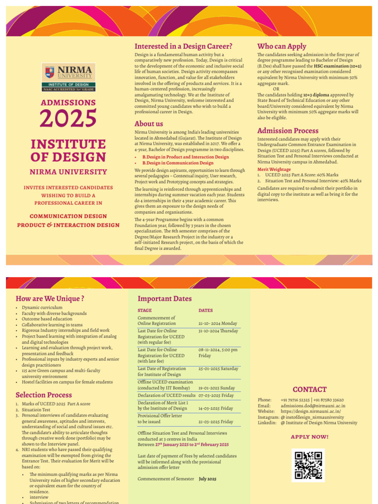 Nirma University Design Admissions 2025 | PDF | University And College ...