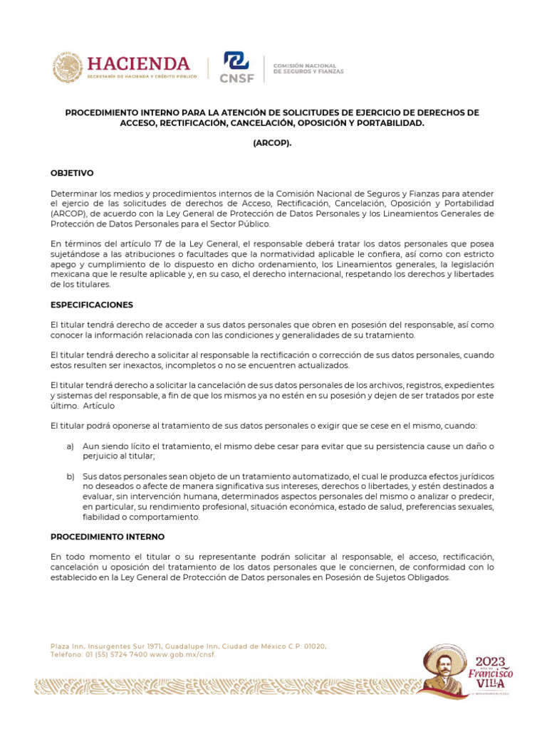 Procedimiento para Ejercicio de Derechos ARCO | PDF | México