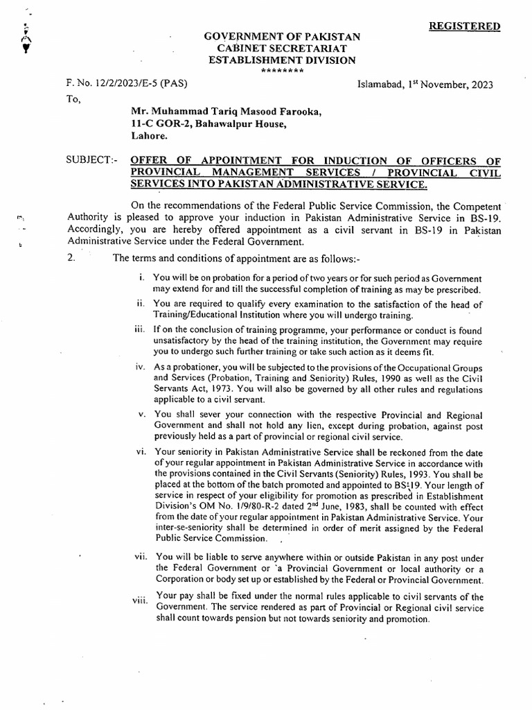 Muhammad Tariq Masood Farooka | PDF | Pakistan | Government Of Pakistan