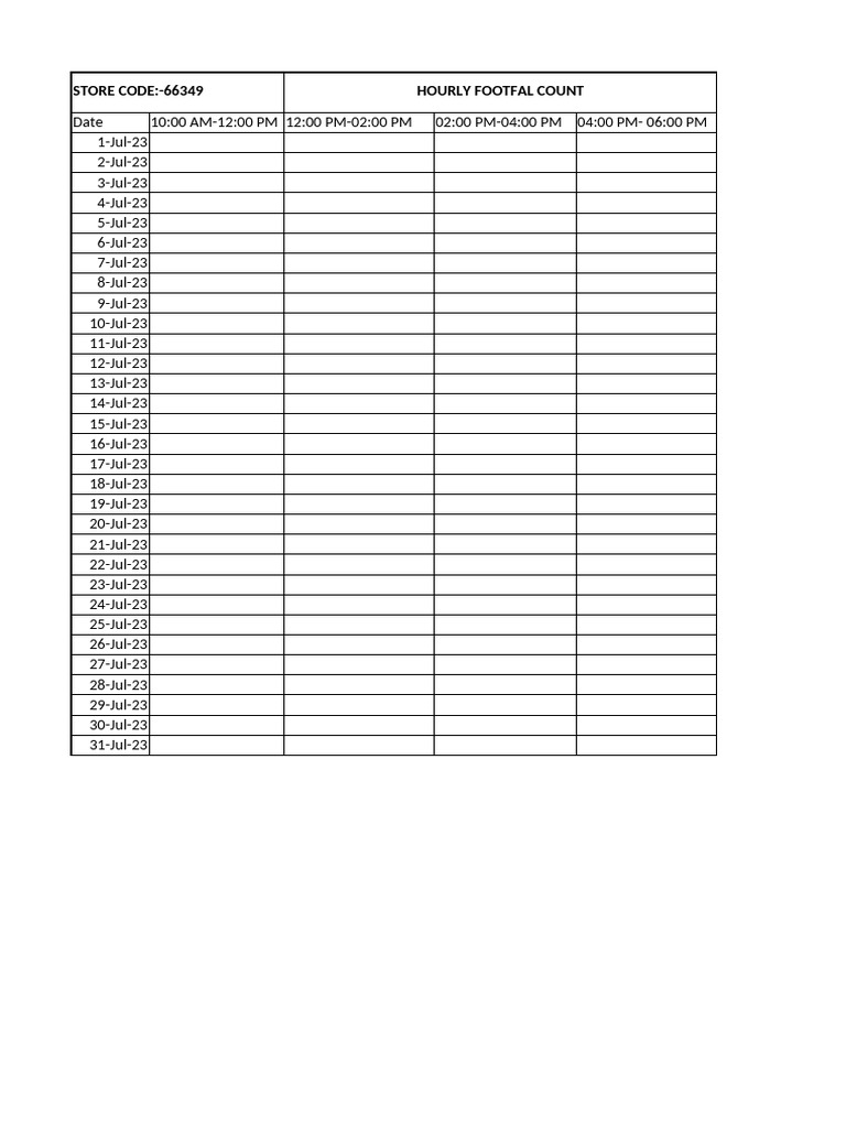 Footfall Count Sheet | PDF