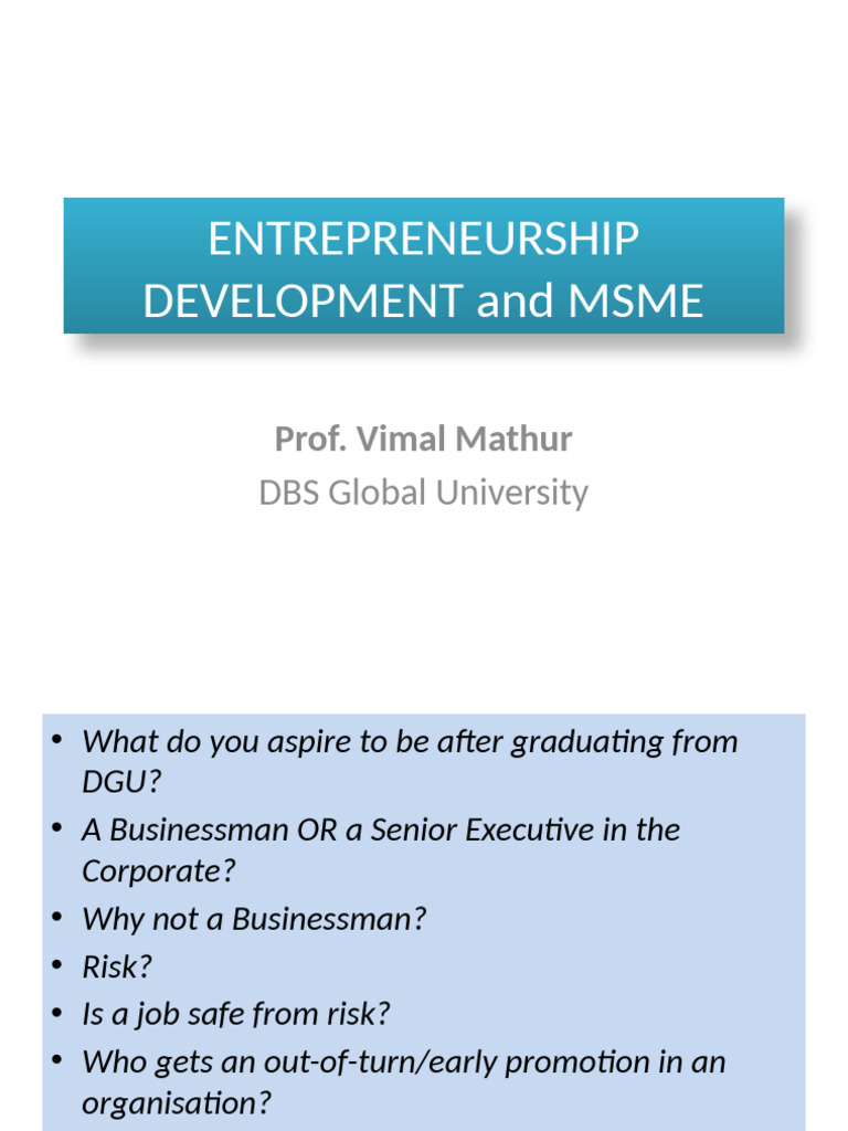 Entrepreneurship Development | PDF | Entrepreneurship | Private Sector