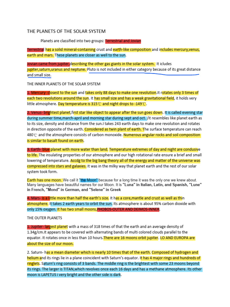 earth scie solar system handouts | PDF | Stars | Planets