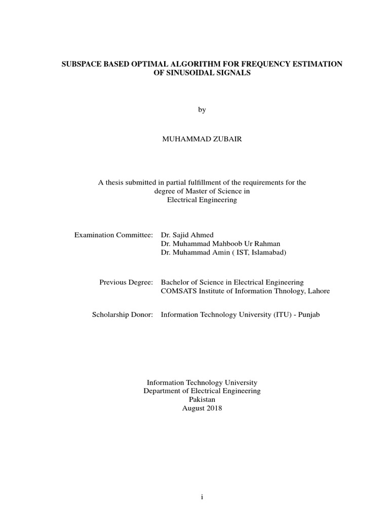 Zubair Thesis Subspace Methods | PDF | Fast Fourier Transform | Signal To Noise Ratio