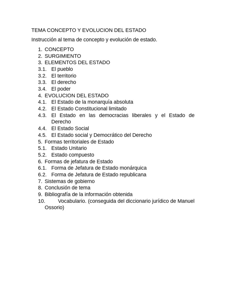 Concepto y Evolución del Estado | PDF | Estado (política) | Ejecutivo ...