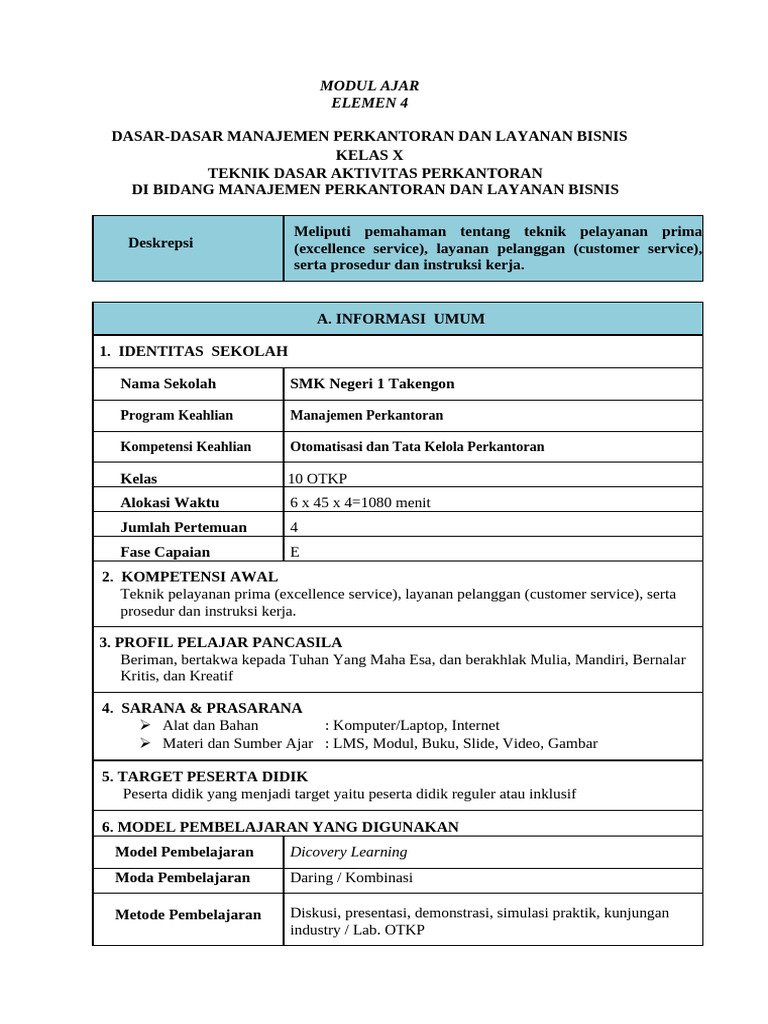 Modul Ajar Elemen 4 - Teknik Dasar Aktivitas Perkantoran Di Bidang ...