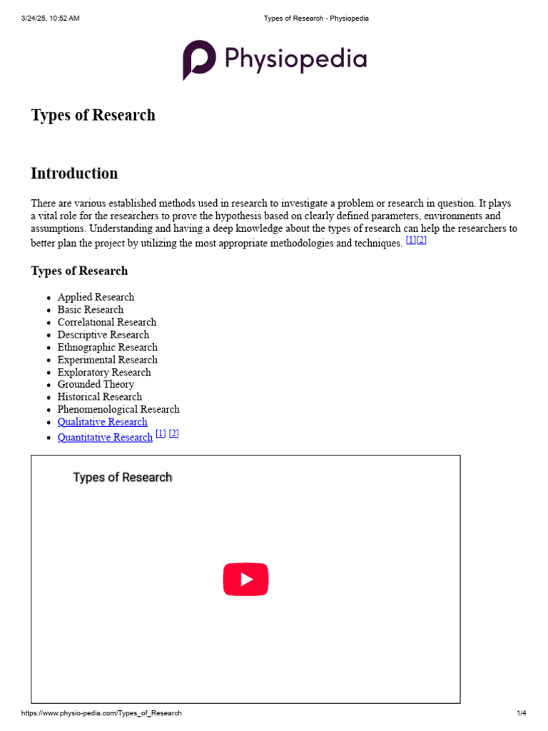 Types of Research - Physiopedia | PDF | Causality | Methodology