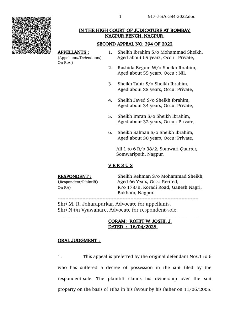 Sheikh Ibrahim Vs Sheikh Rehman, 2025 | PDF | Lawsuit | Common Law