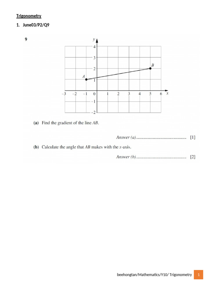 Year 10 Trigonometry Questions List | PDF
