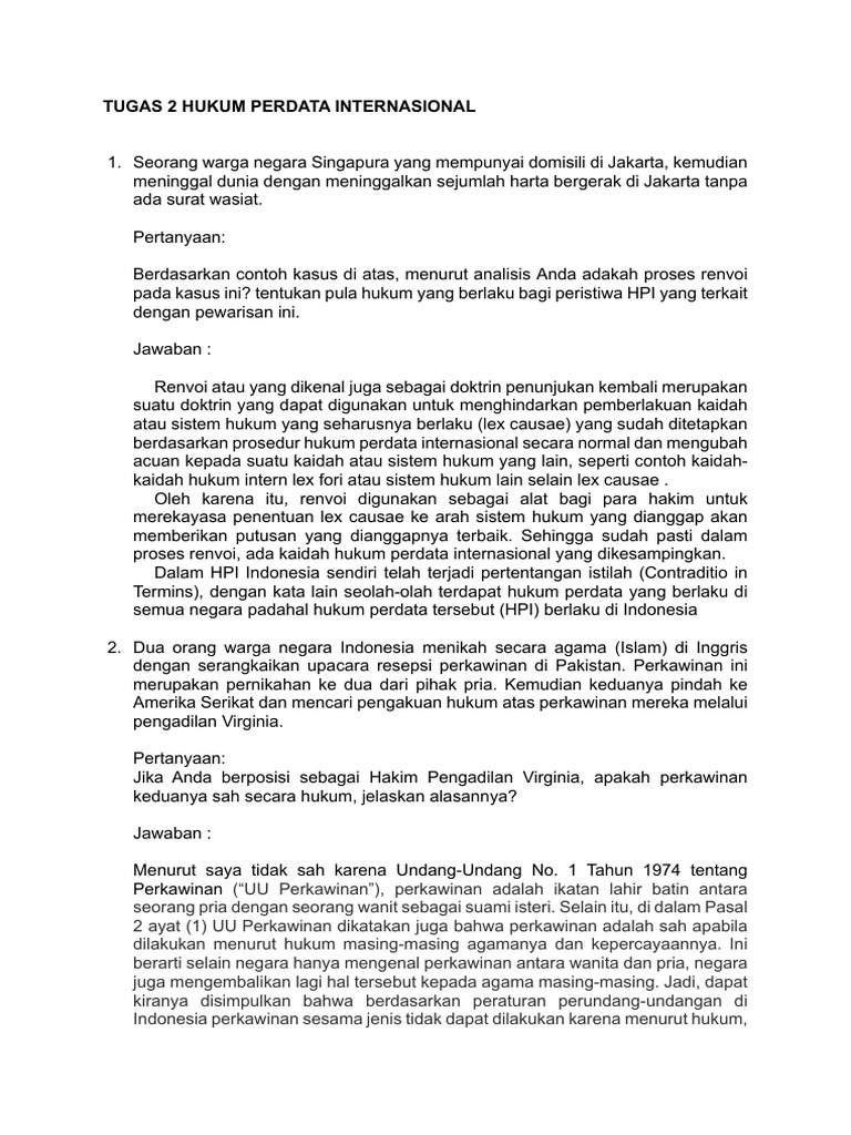 Tugas 2 Hukum Perdata Internasional | PDF