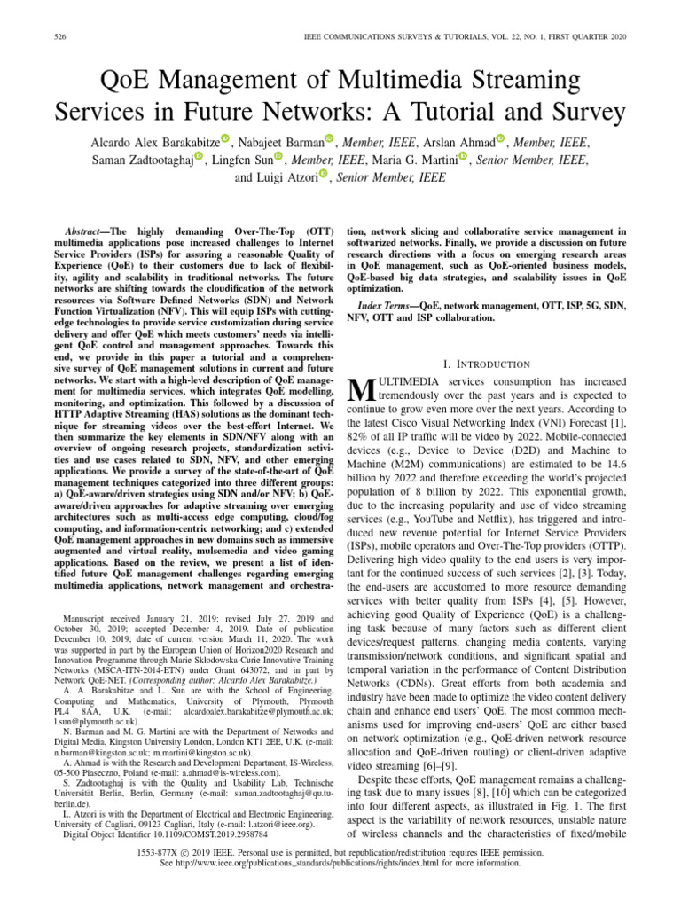 Barakabitze et al 2020 | PDF | Computer Network | Streaming Media