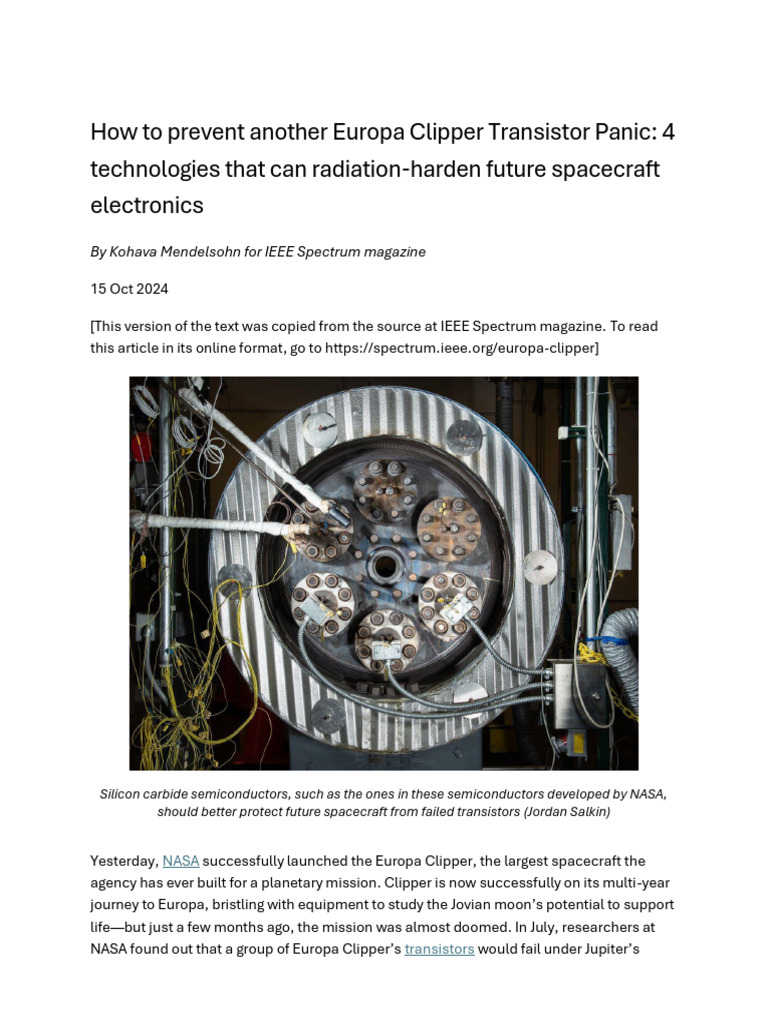 Radiation-Hardened Tech for Spacecraft | PDF | Field Effect Transistor ...