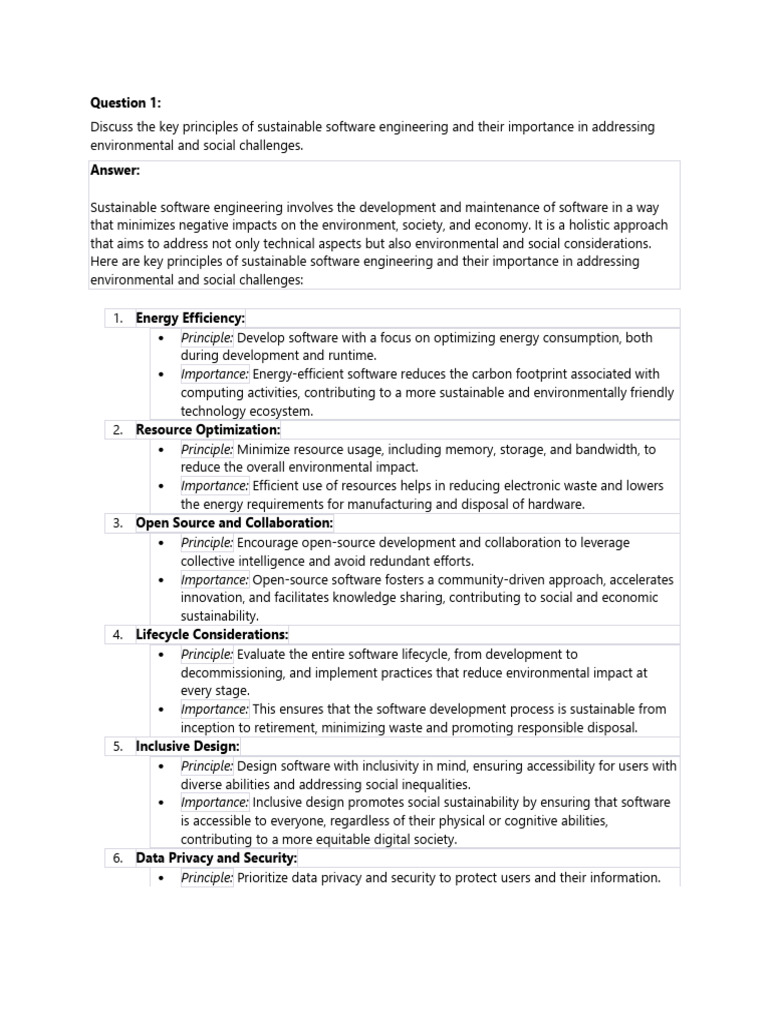 Sustainaility Questions 1 5 | PDF | Efficient Energy Use | Sustainability