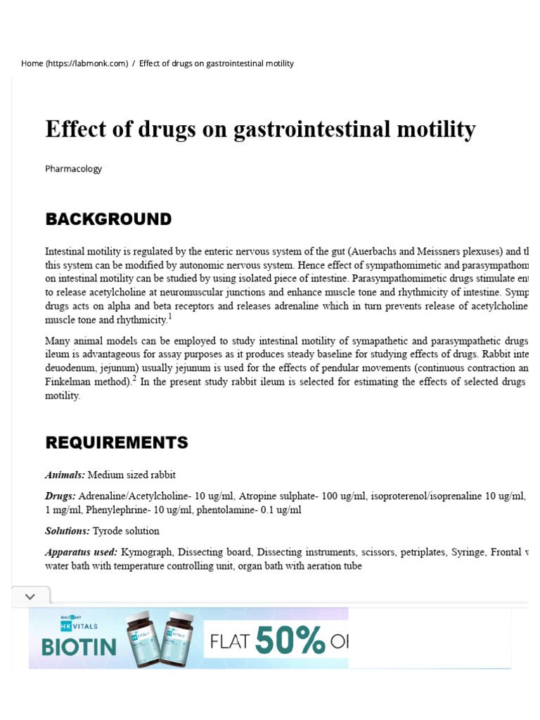 Effects of Drugs on Rabbit Jejunum Motility | PDF | Acetylcholine ...