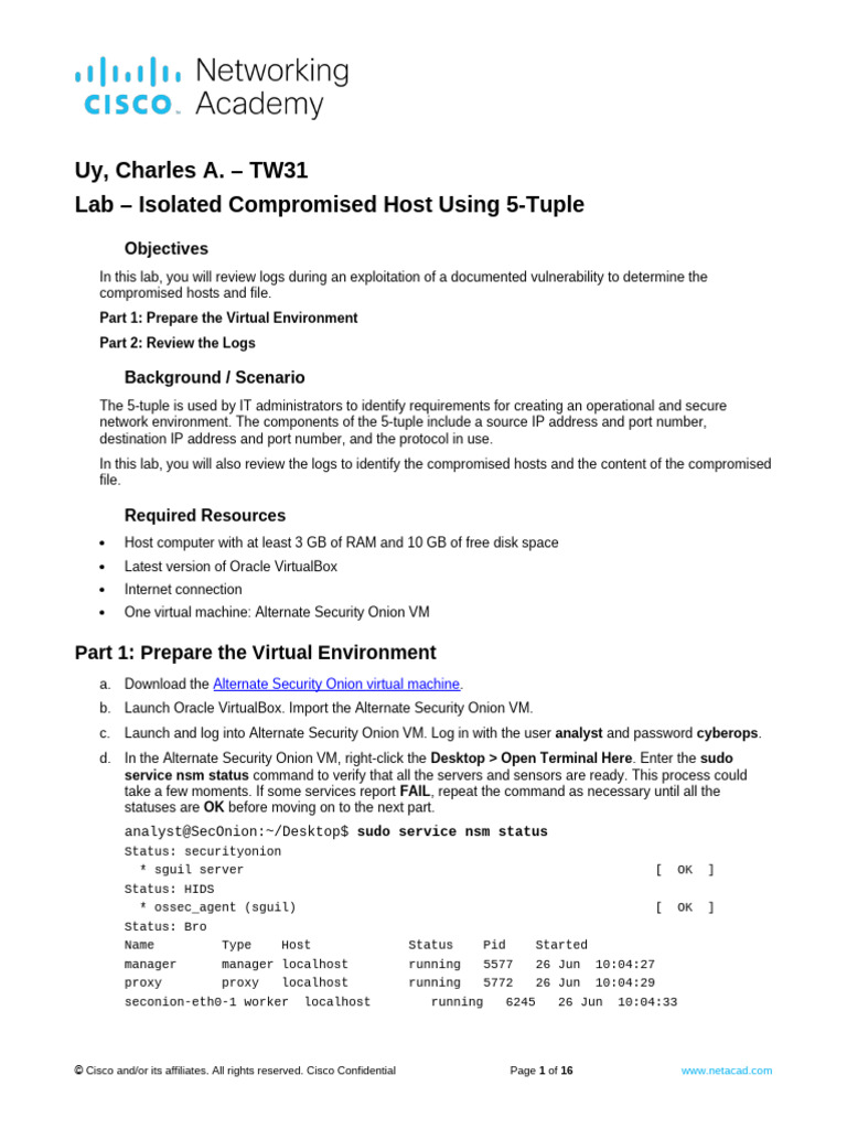 Uy_Charles_ALT_LAB11 - Isolate Compromised Host Using 5-Tuple | PDF | File Transfer Protocol ...
