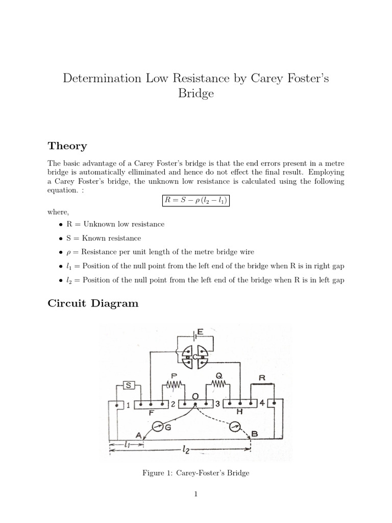 Carey Foster Bridge Experiment Guide | PDF