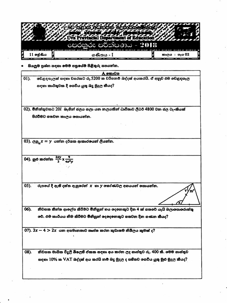 Grade 11 Maths Test Papers Overview | PDF