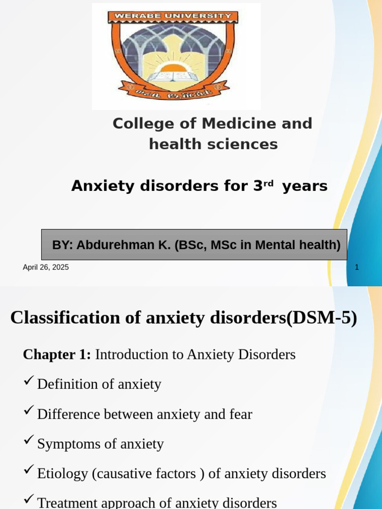 Chapter 1-Introduction Anxiety Disorders | PDF | Anxiety | Anxiety Disorder