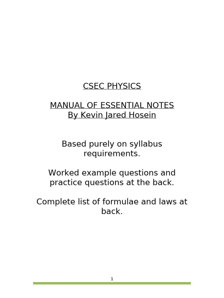 CSEC Physics Manual | PDF | Force | Lever
