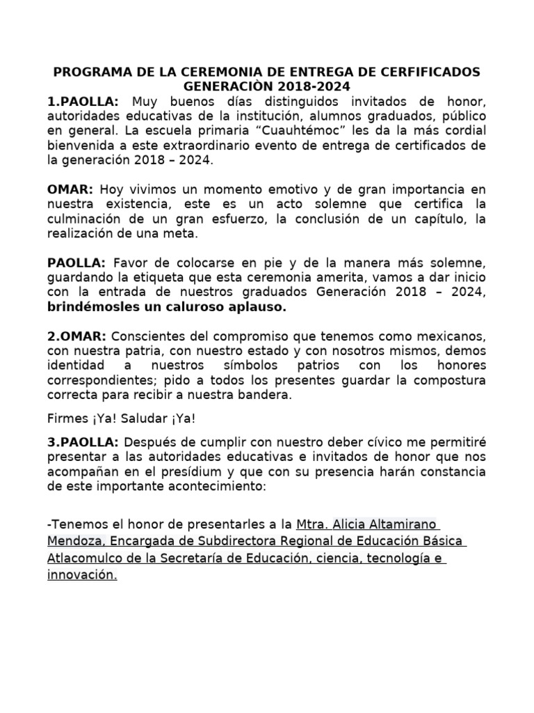 Programa Entrega de Documentos 2024 | PDF | México